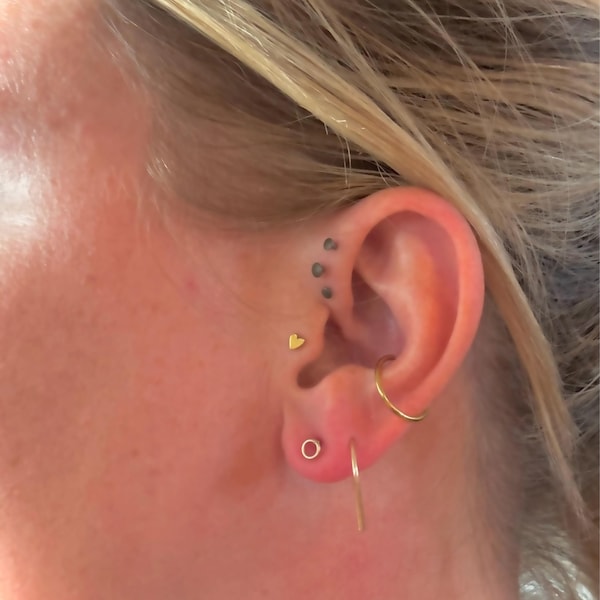 Bar Hugging Hoop Earrings Solid 14k Gold Hug Earrings Ear Hugger Hoops ...