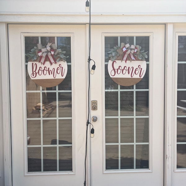 Boomer Sooner Double Door Hanger, Double Door OU Door Hanger, Boomer ...