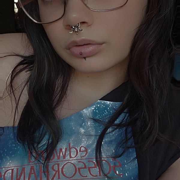 Stainless Steel Septum Clicker: Gothic Emo Punk Nose Ring 16G 10mm - Etsy