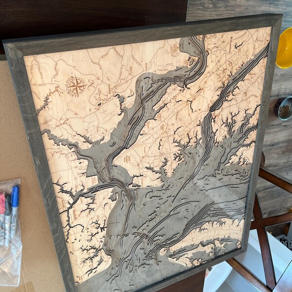 Flathead Lake, Montana Wood Carved Topographic Depth Chart / Map - Etsy