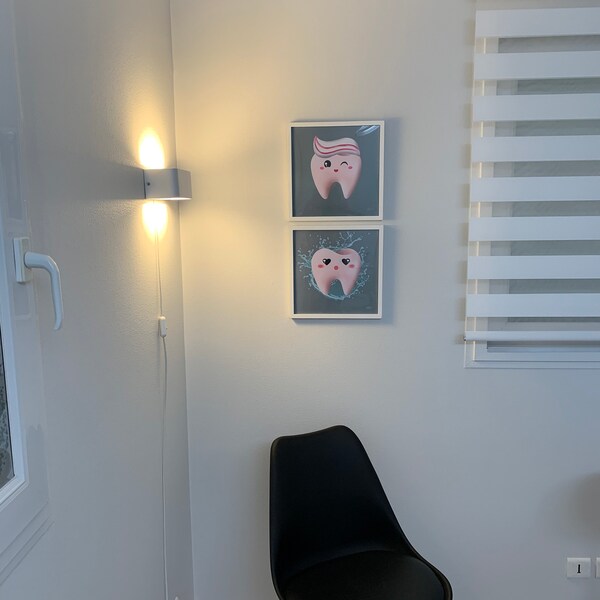 Cute Teeth With Braces Poster Dentist Office Decor Dental Care Teeth ...