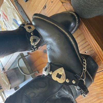 Western/biker BOOTS BOOT CHAINS 3 Big Gold Star Conchos - Etsy