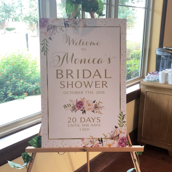 Pink Floral Bridal Shower Welcome Sign and Bonus Printable | 24 X 36 ...