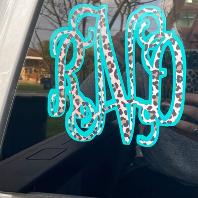 Monogram Vinyl Decaldecal Leopard Monogram Car Decalleopard ...