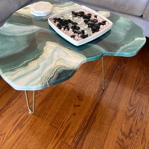 Navy Blue Coffee Table, Epoxy Resin Coffee Table, Unique Coffee Table ...