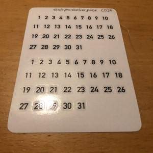 Clear Number Planner Stickers Days of the Month Stickers - Etsy