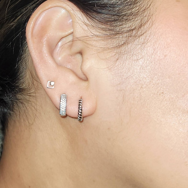 Pave Diamond Hoops • Mini Huggie Hoops by Caitlyn Minimalist • Mini ...