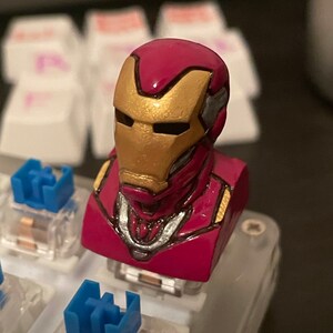 The Avengers Iron Man Backlit LED Keycaps Handmade Resin Custom Artisan ...