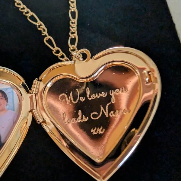 Personalized Heart Locket Necklace - Custom Photo Locket With Engraved ...