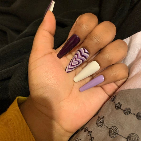 Vegas 8 Ball Hand Painted Press on Nails Acrylic Handmade Nails Long ...