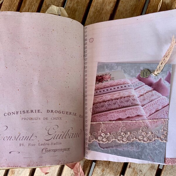 PINK LEDGER 8 Digital French Papers for Scrapbook Journal Diary ...