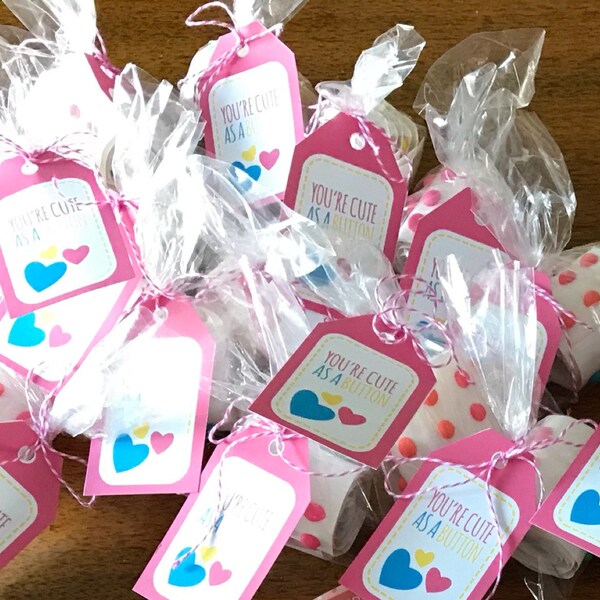 Valentine PRINTABLE 'you're Cute as A Button' Tag by Lovethe Day - Etsy