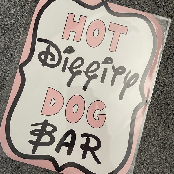 Minnie Mouse Birthday Hot Diggity Dog Bar Sign Hot Pink Party ...