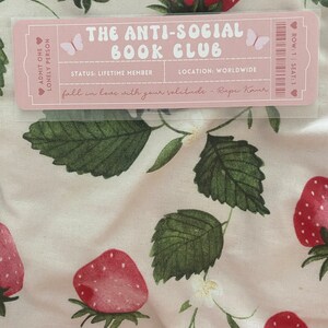 The Anti-social Book Club Bookmark Feminist Bookmark Bookmark Ticket ...