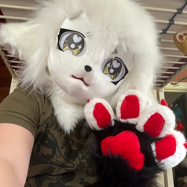 Furry Fursuit White Sheep Mask Cat Mask , Cosplay Mask Head , Beast ...