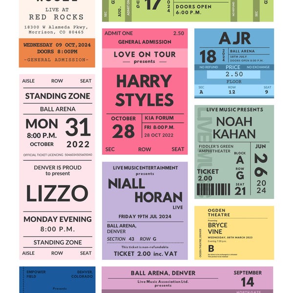 Digital Custom Concert Ticket Stub Poster, Personalized Memory Art ...