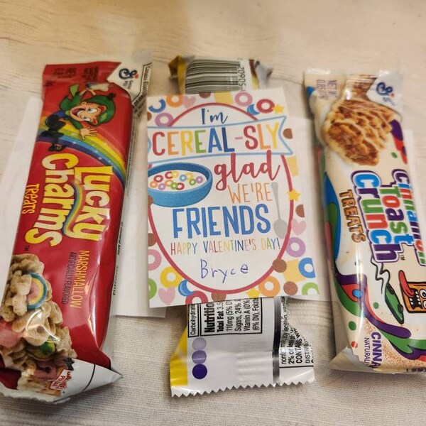 Valentine's Day Cereal Box Printable Gift Tags Cereal-sly Glad We're ...