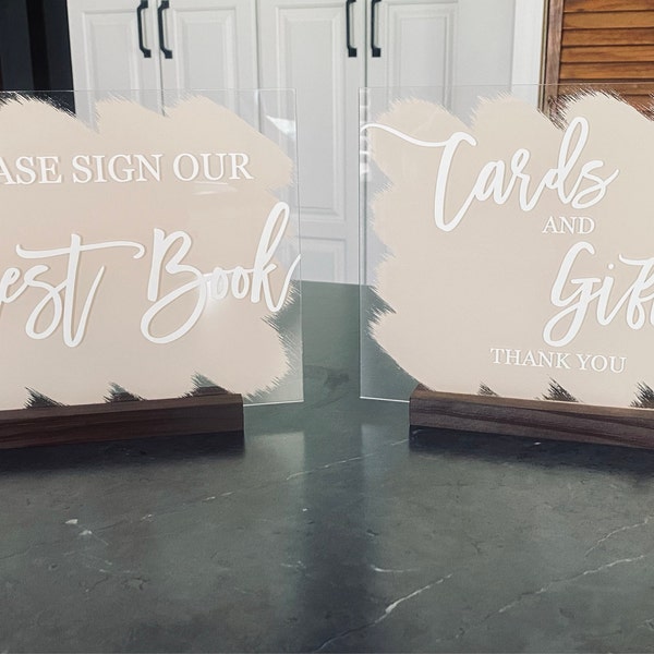 Set of 2 Reception Signs. Freestanding Acrylic Sign, Painted Acrylic ...