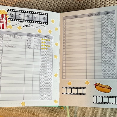 Movie Tracker Sticker Sheet Set Movie Tracker Log Sticker & Movie ...