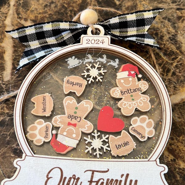 Personalized Gingerbread With Hat Family Christmas Ornament, Custom ...