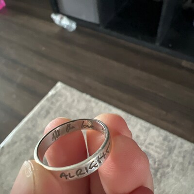 Actual Handwriting Band Ring, Eternity Ring, Memorial Handwriting Ring ...