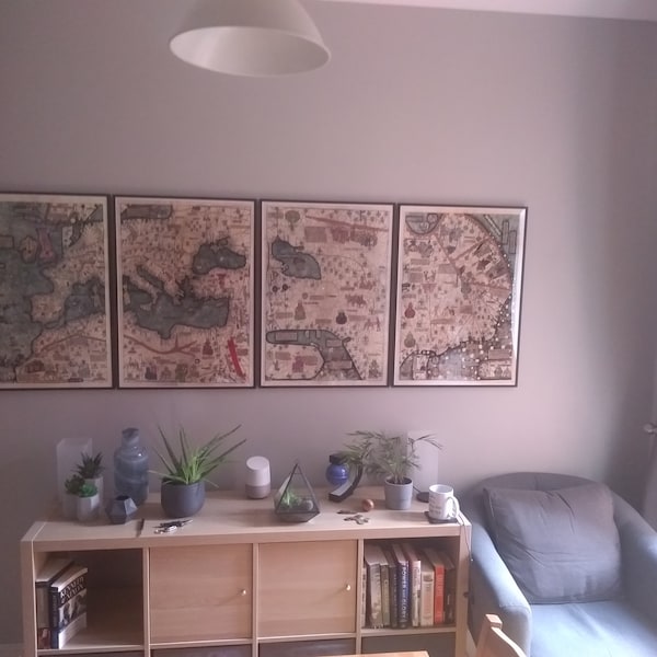 Medieval Catalan World Map 1375 Europe, Mediterranean Sea and Middle ...