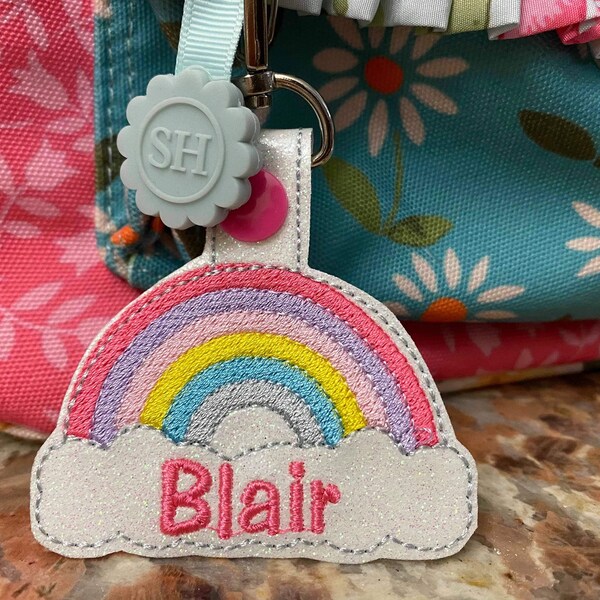 Bag Tag, Personalized Name, Rainbow School Backpack Tag, Key Fob, Key ...