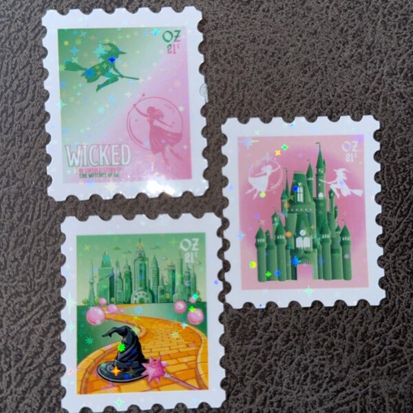 Wicked Movie Stamp Stickers | Shiny or Holographic, Broadway Oz - Etsy