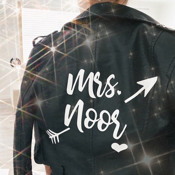 Custom Mrs. Leather Jacket Iron on Heat Transfer, Mrs. Jacket, Mrs. Denim Jacket, Personalized ...