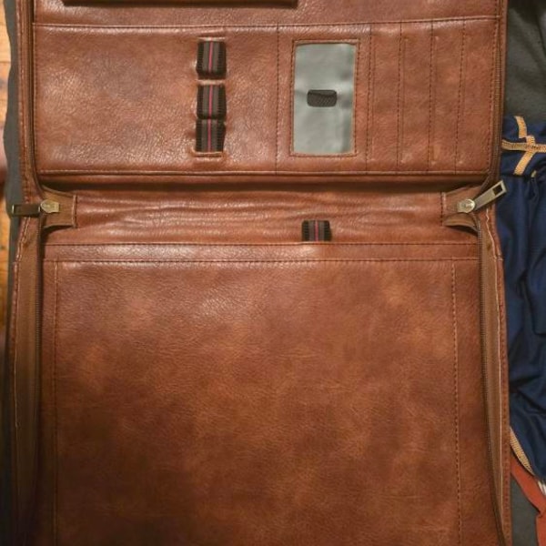 A4 Engraved Navy Blue Pu Leather Portfolio With Clipboard,personalized ...