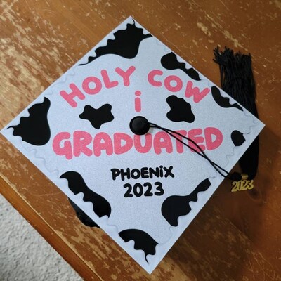 Printed Cow Lovers Grad Cap Topper, Country Girl Personalized Grad Cap ...