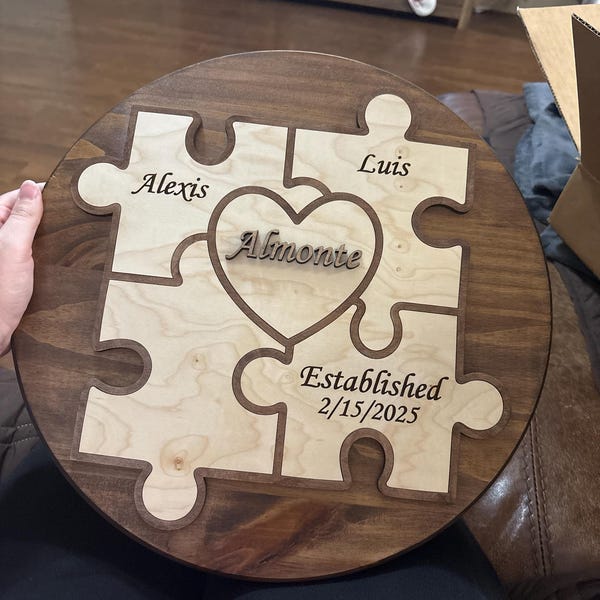 Unity Ceremony Puzzle, Rustic Style Puzzle, Removable Puzzle Pieces ...