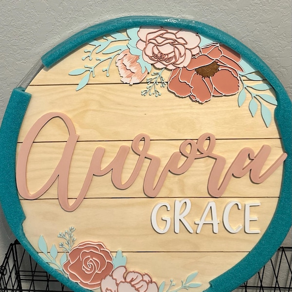 Personalized Floral Name Sign for Nursery | Baby Girl Room Decor ...