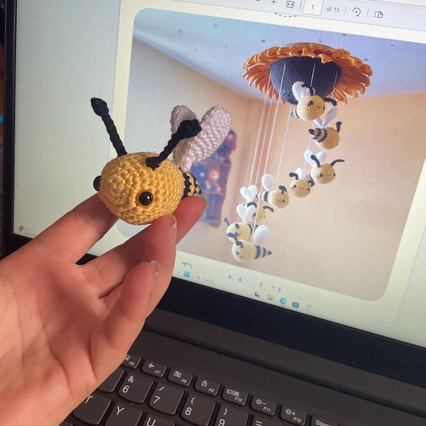 Bee Mobile Crochet Pattern PDF: Sunflower Amigurumi Nursery Decoration ...