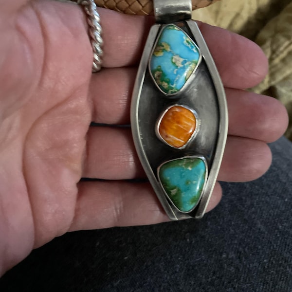 Royston Turquoise and Spiny Oyster in Sterling Silver Bolo Tie. Bolo ...