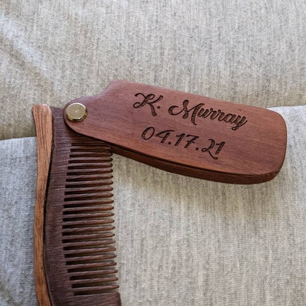 Engraved Beard Comb - Wooden Comb - Personalized Beard Brush - Beard ...