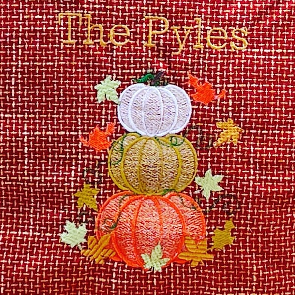 Stacked Pumpkins Embroidery Design: Fall Leaves, Thanksgiving (digital ...