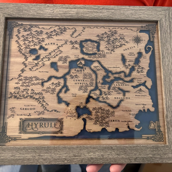 Zelda, Hyrule, Link, Laser Cut, Engraved, Wood, 3D, Map, Picture, 8x10 ...