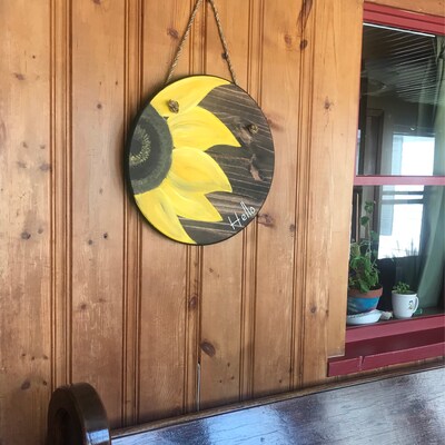 Sunflower Door Sign Wreath Front Door Décor 15 Inch Sunflowers Porch ...