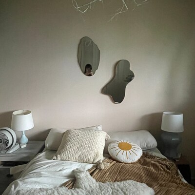 Wavy Concrete Mirror, Artistic Irregular Rock Mirror, Organic Home ...