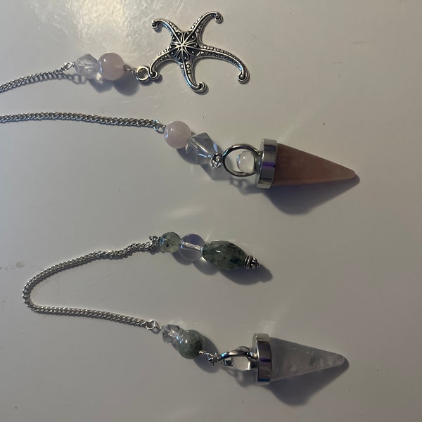 Larvikite Pendulum With Larvikite and Clear Quartz Beads, Silver Plated ...