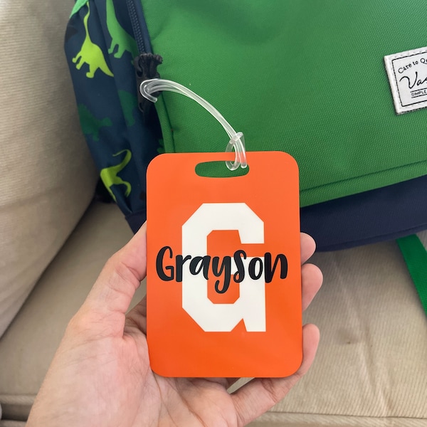 Monogram Initial Luggage Tag - Monogrammed Travel School Backpack Bag ...