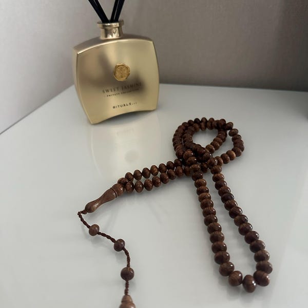 925 Silver Inlaid Yusuri, Yusr, Black Coral 33 Prayer Beads Misbaha ...