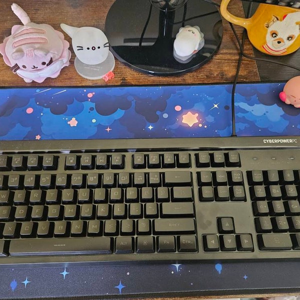 Mushroom Deskmat Anime Cat Mouse Pad Cute Purple XL Mousepad Cat Desk ...