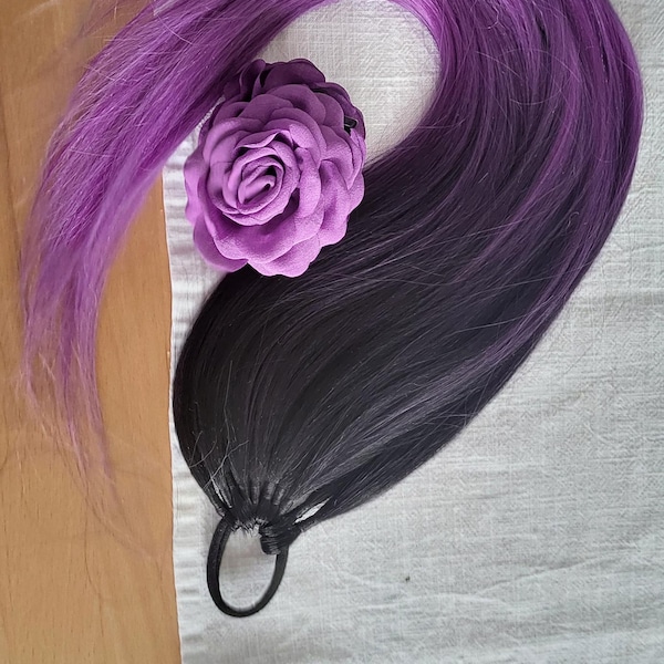 Blonde Ombre Curly Ponytail Extensions, Wavy Hair on Elastic Band ...