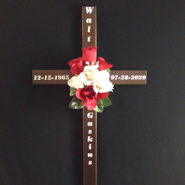 STEEL Personalized Memorial Cross// Grave Site Cross// Cemetery Marker ...