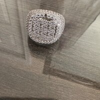 Men's Ice Out Ring, Silver 5X Layered Diamond Cz Ring, Designer Big ...