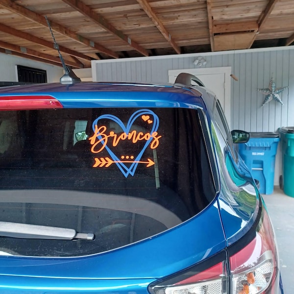 Broncos Vinyl Heart Decal: Car, Window, Cup Sticker - Etsy