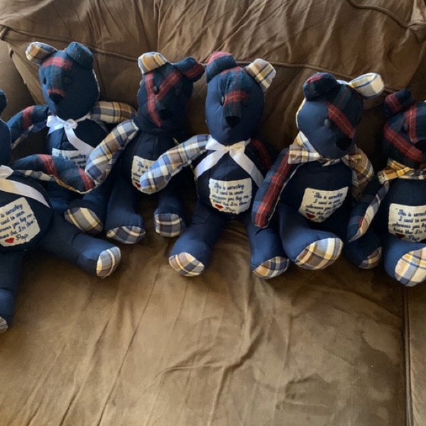 5 Memory Bears Made From Loved Ones Clothing - Etsy