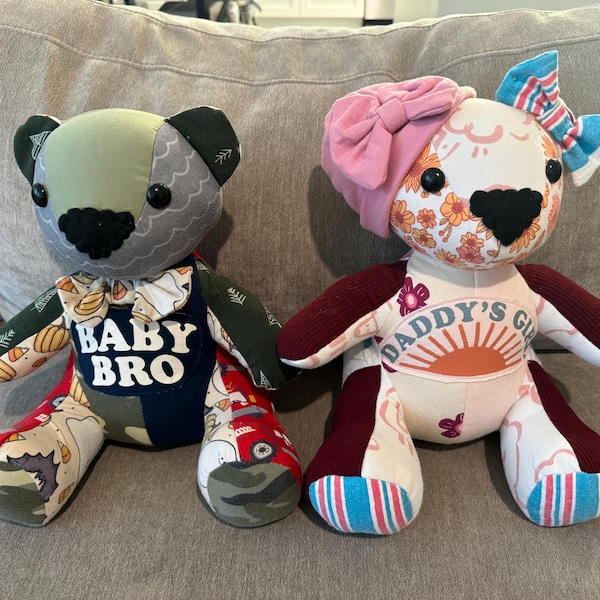 Baby Keepsake Memory Bear Custom From Your Clothing Handmade - Etsy
